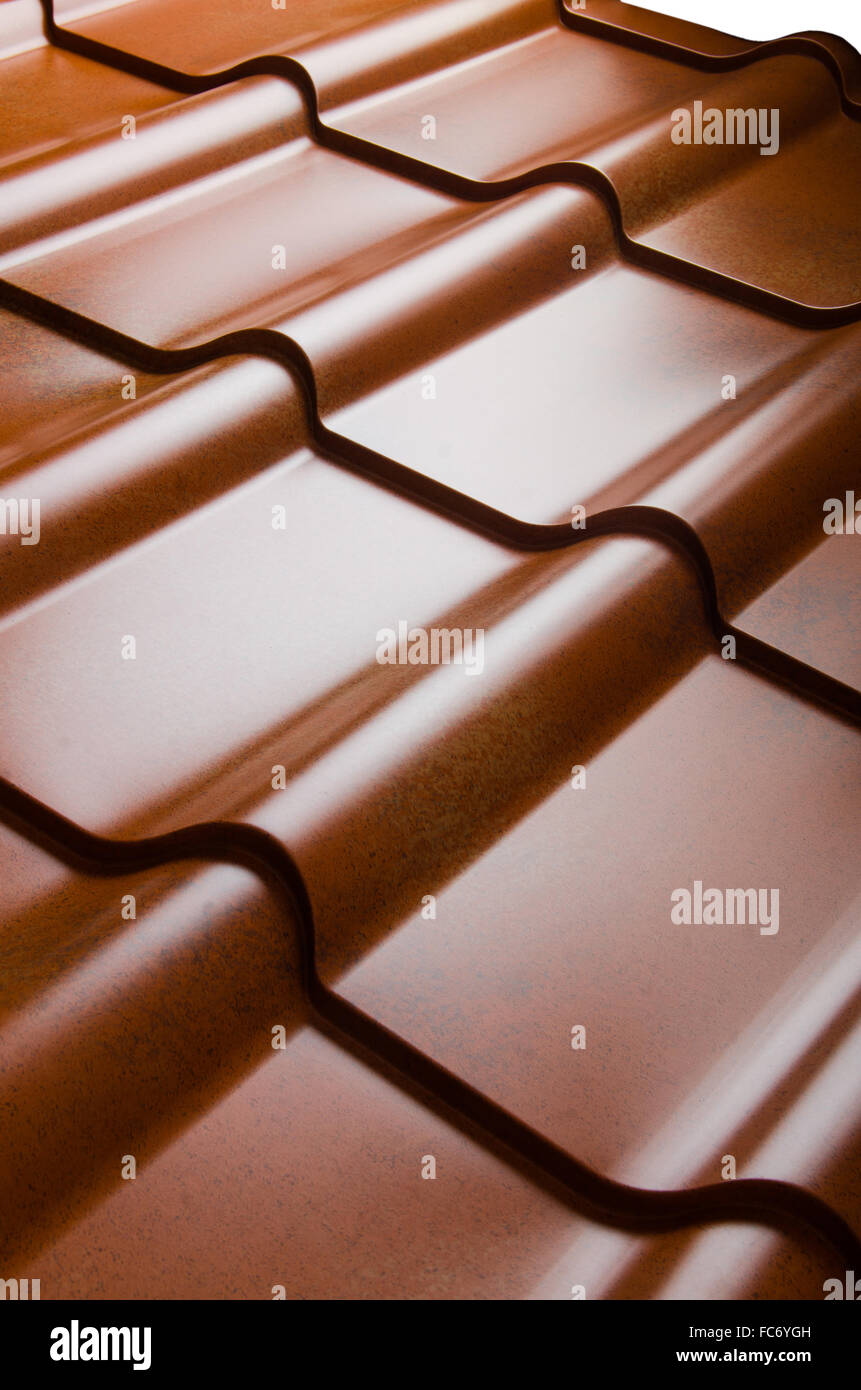 Close up of metal roof tile Stock Photo - Alamy