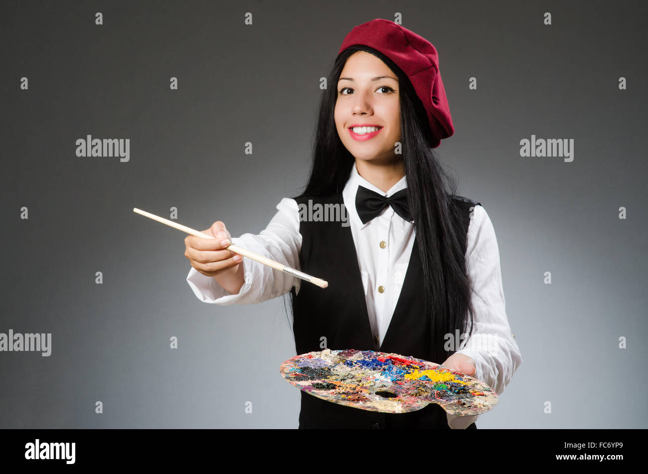 Funny artist working in the studio Stock Photo - Alamy