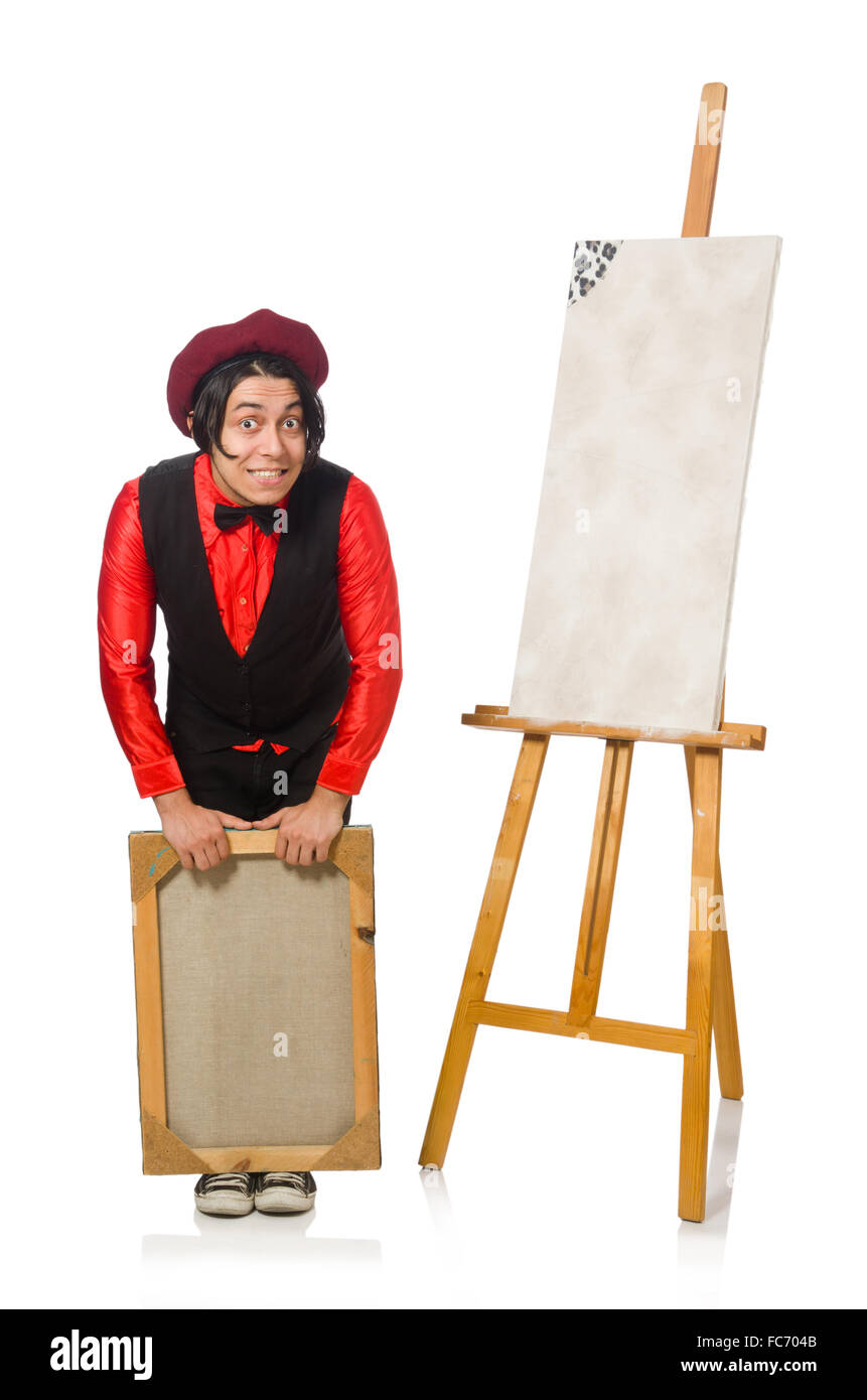 Funny artist isolated on white Stock Photo - Alamy
