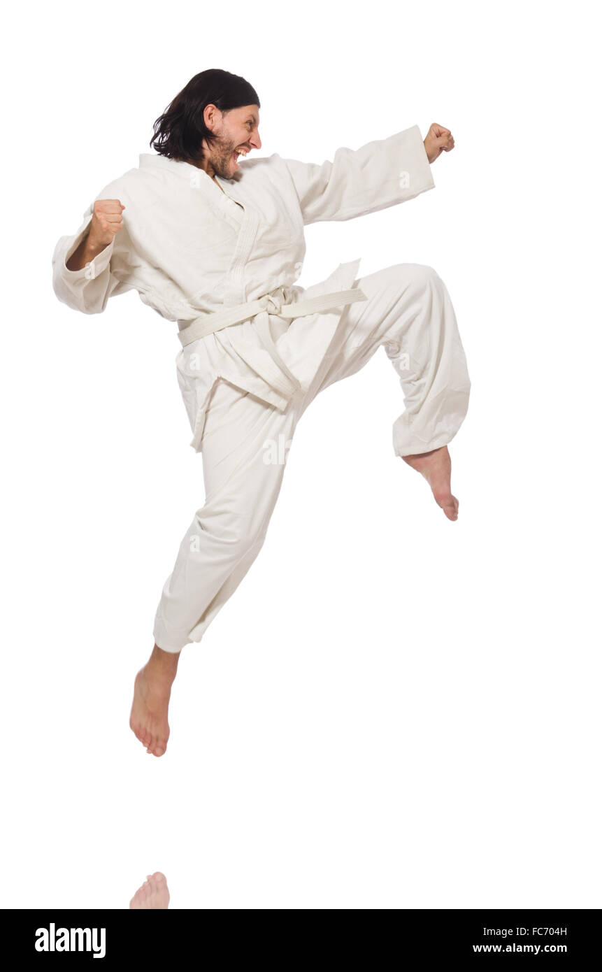 Karate fighter isolated on white Stock Photo - Alamy