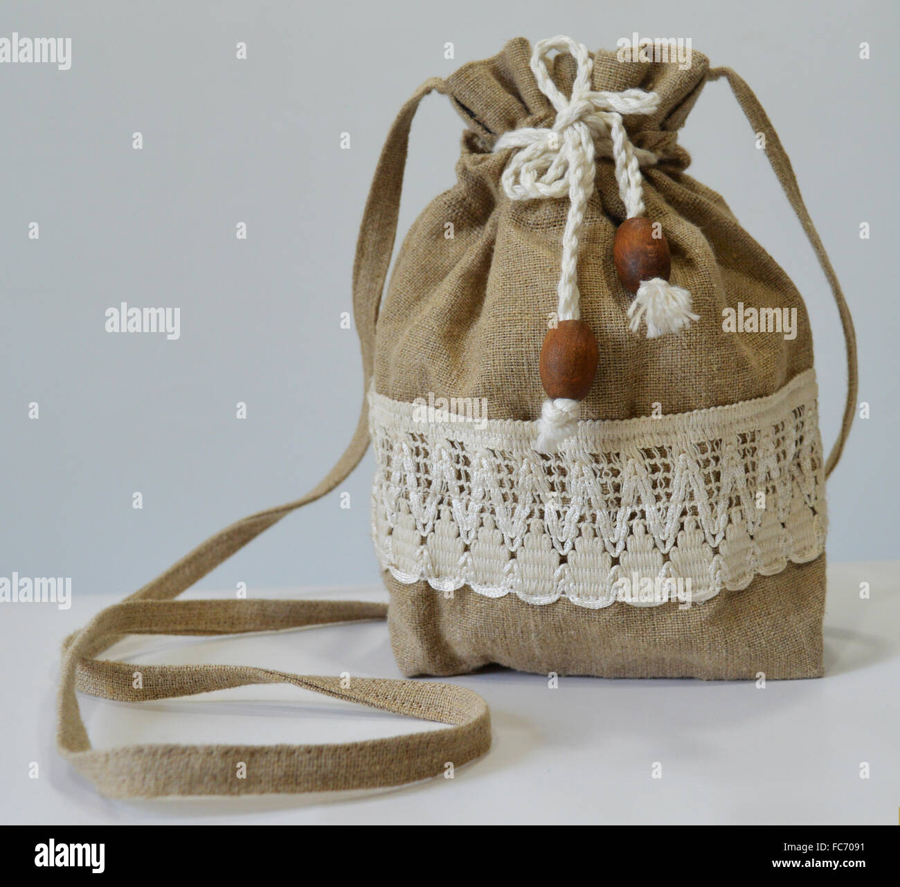 Handmade flax purse Stock Photo - Alamy