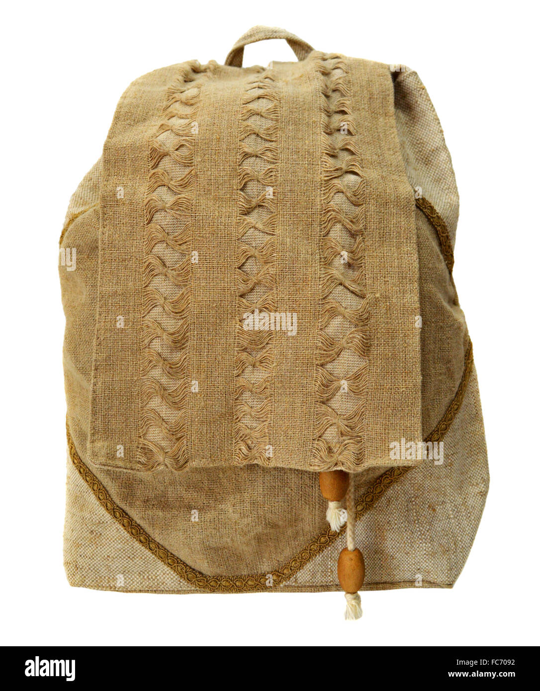 Handmade flax backpack Stock Photo - Alamy