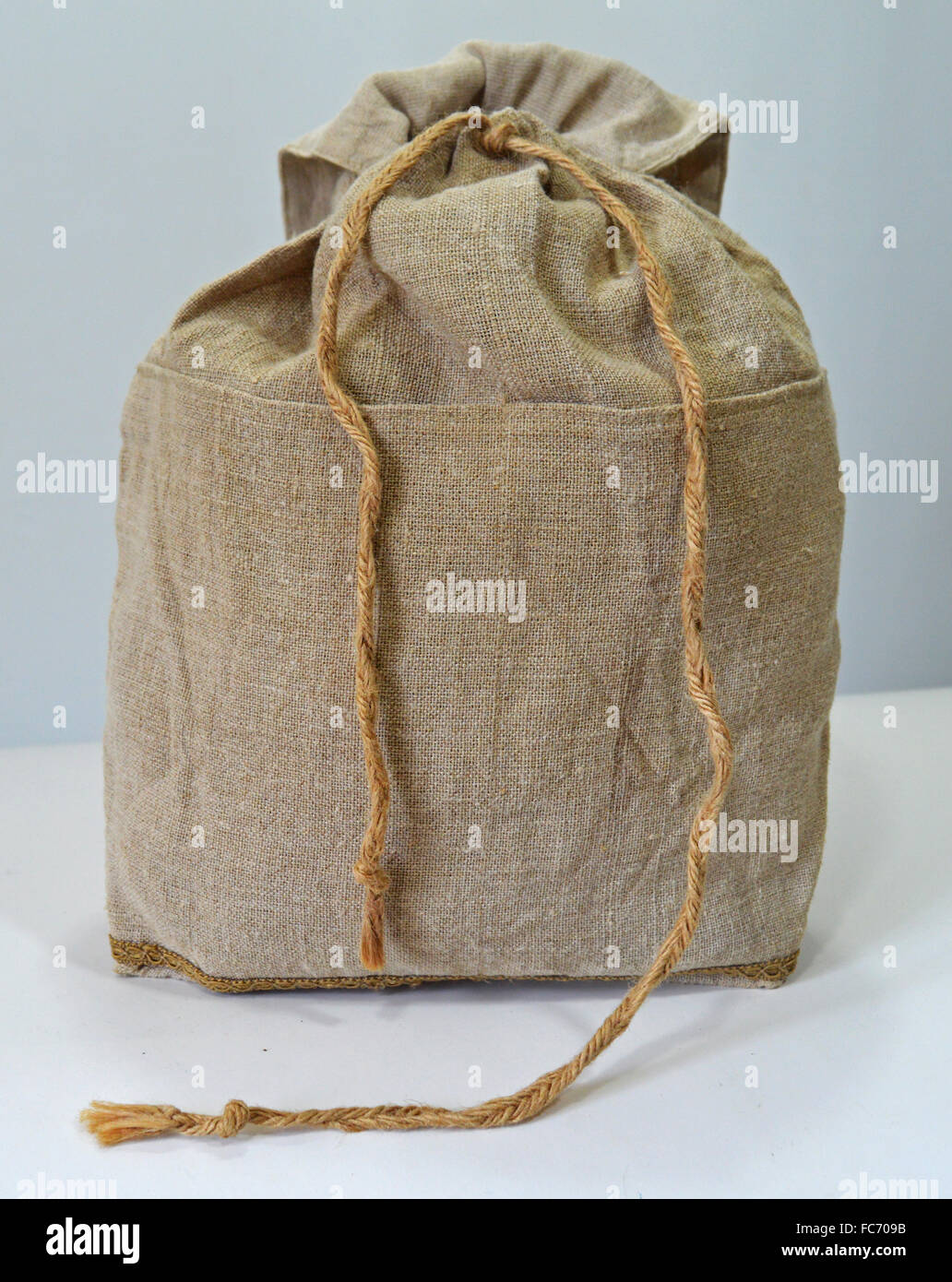 Handmade flax backpack Stock Photo - Alamy