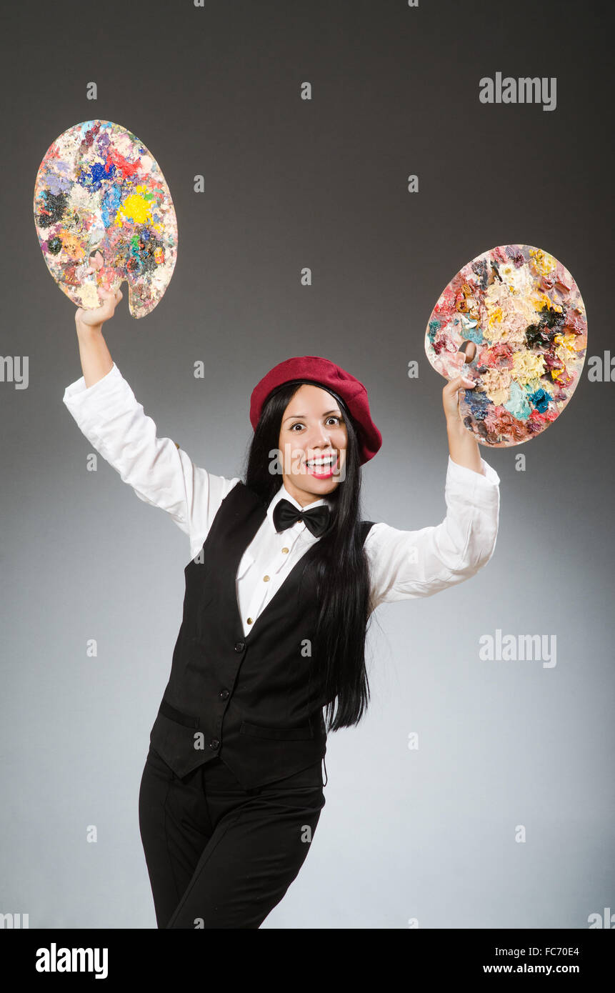 Funny artist working in the studio Stock Photo - Alamy