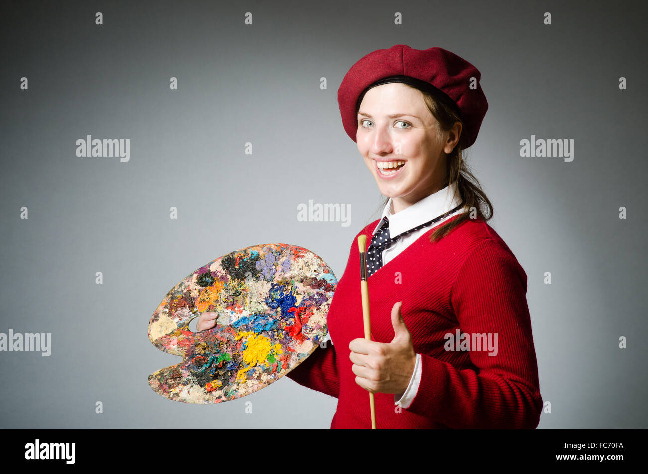 Funny artist working in the studio Stock Photo - Alamy