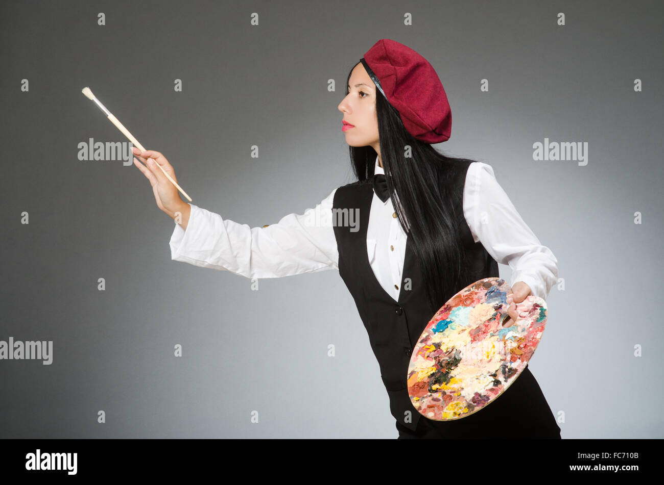 Funny artist working in the studio Stock Photo - Alamy