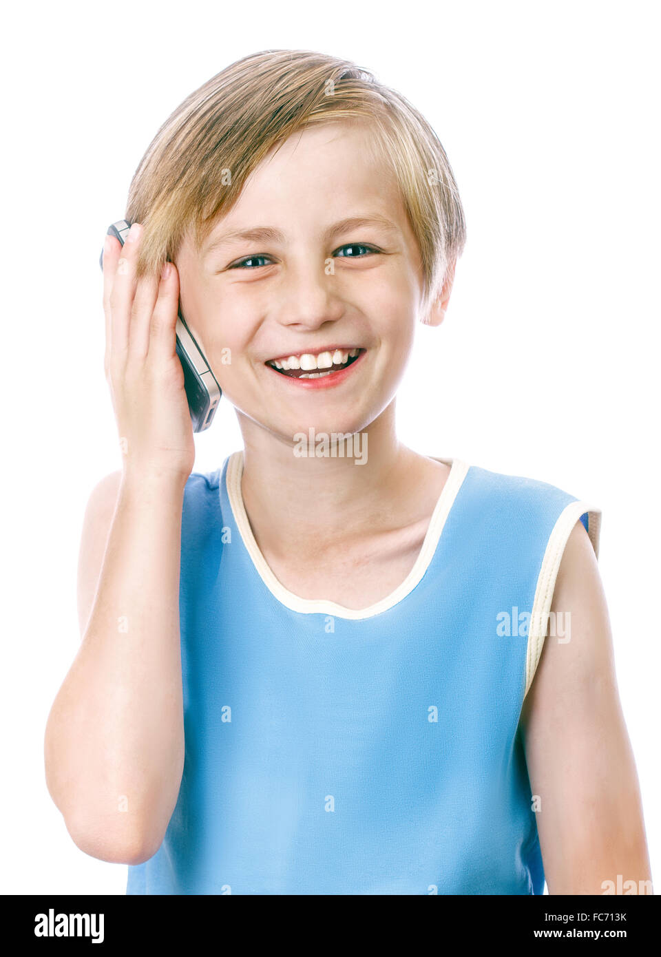 Boy calling phone Stock Photo - Alamy