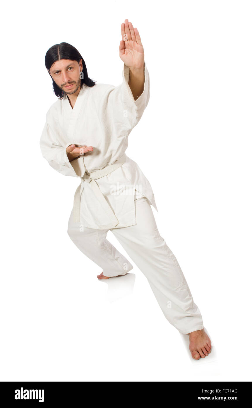 Karate fighter isolated on white Stock Photo - Alamy
