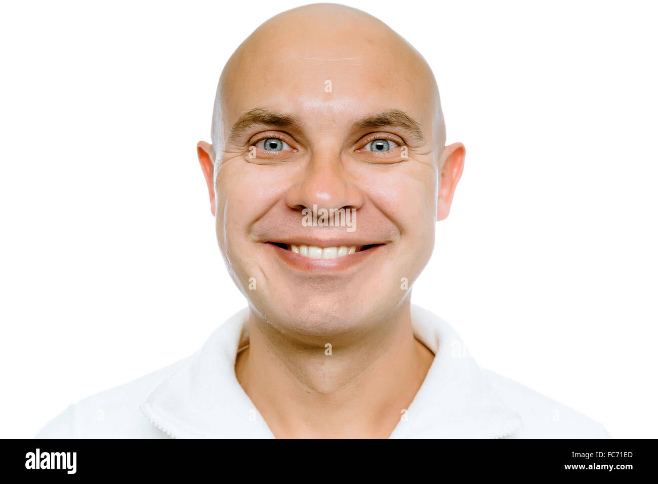 Bald smiling man. Isolated. Studio Stock Photo - Alamy