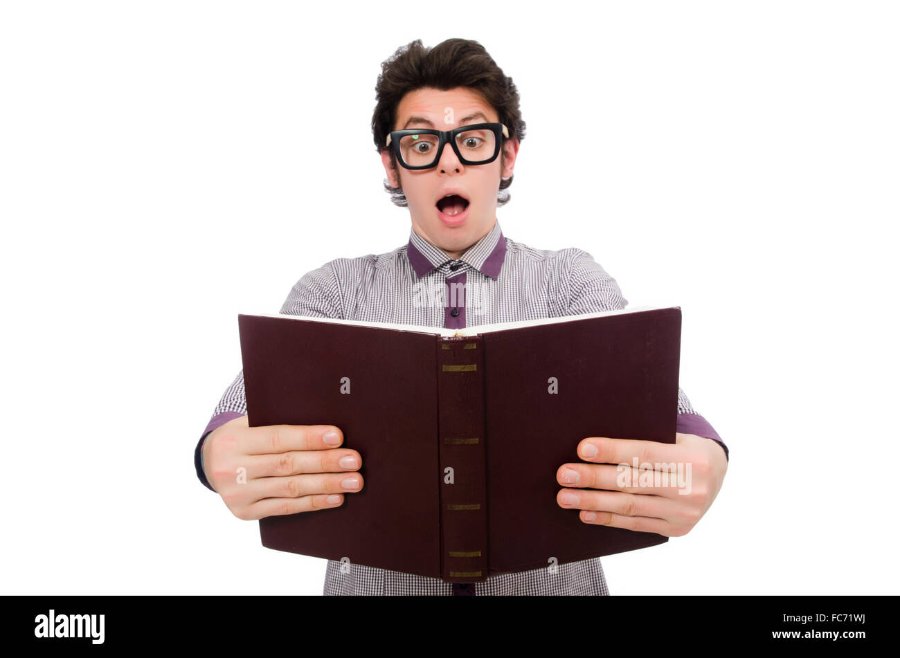 Student with book isolated on white Stock Photo - Alamy