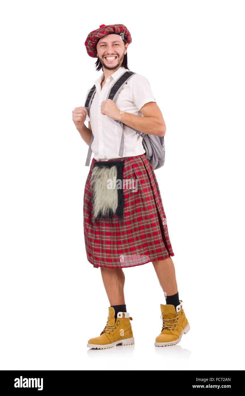Scotsman going on a journey isolated on white Stock Photo - Alamy