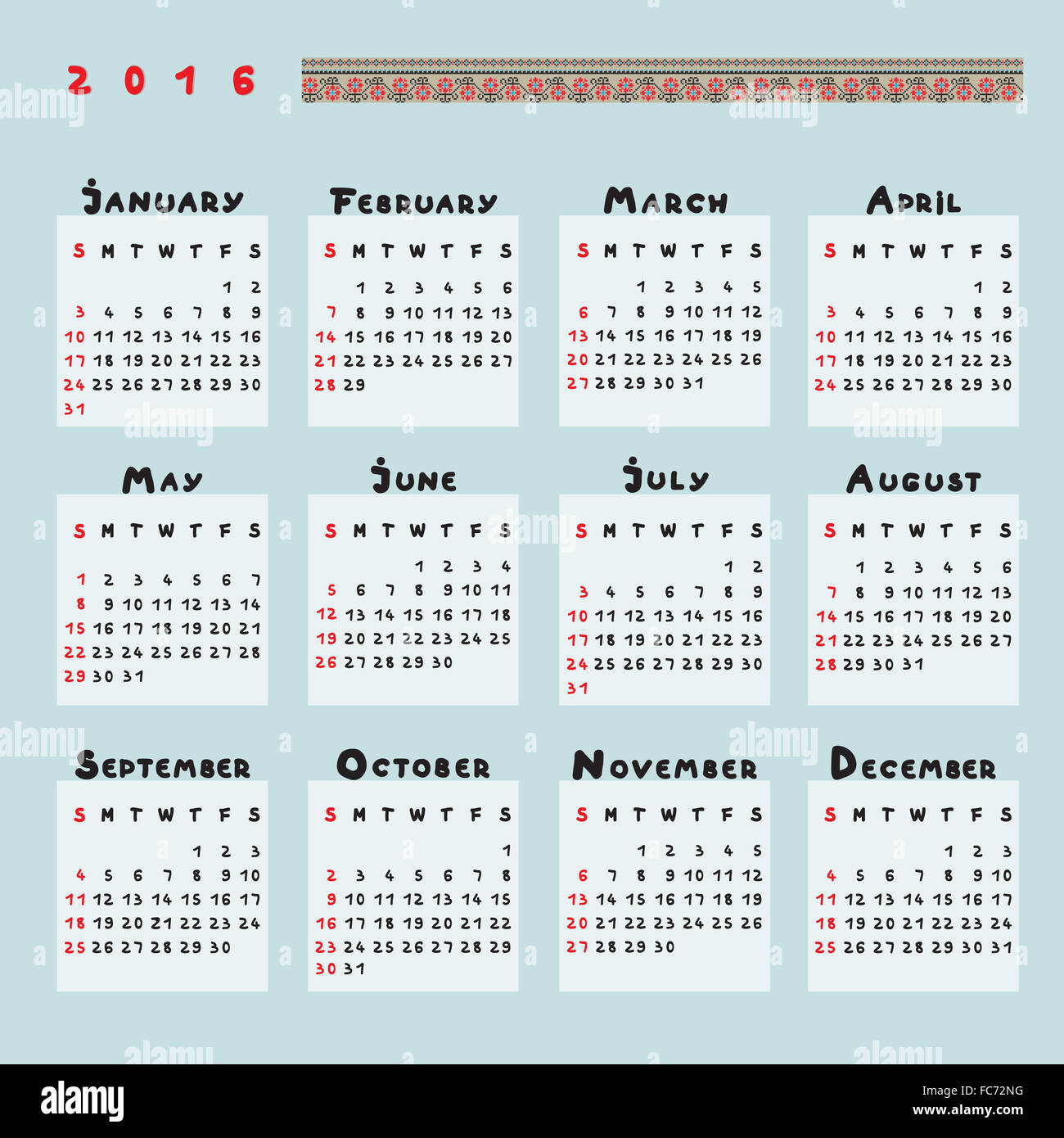 2016 calender hi-res stock photography and images - Alamy