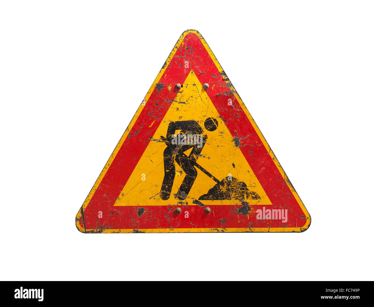 Road works sign isolated Stock Photo - Alamy