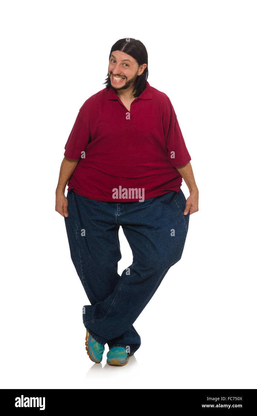 Overweight man isolated on the white Stock Photo - Alamy