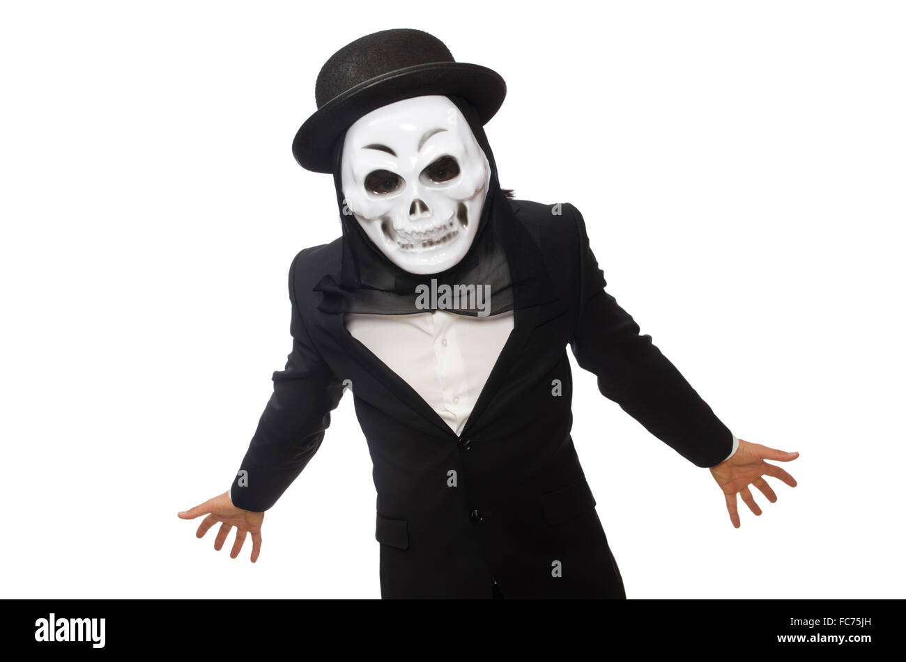 Man with scary mask isolated on white Stock Photo - Alamy