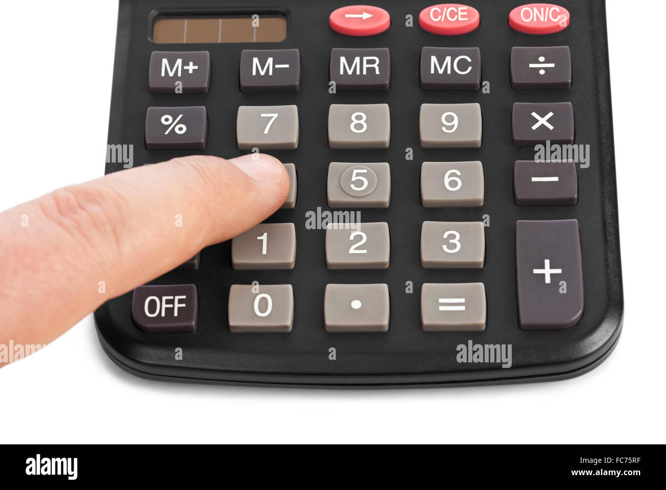 Business calculator and hand Stock Photo - Alamy