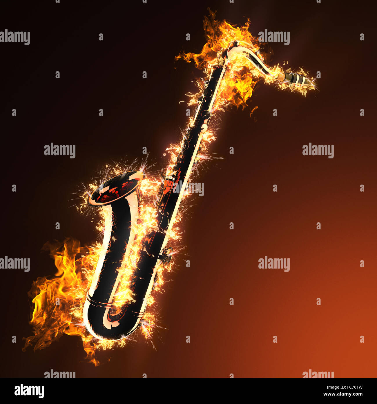 Golden Tenor Saxophone in fire Stock Photo - Alamy