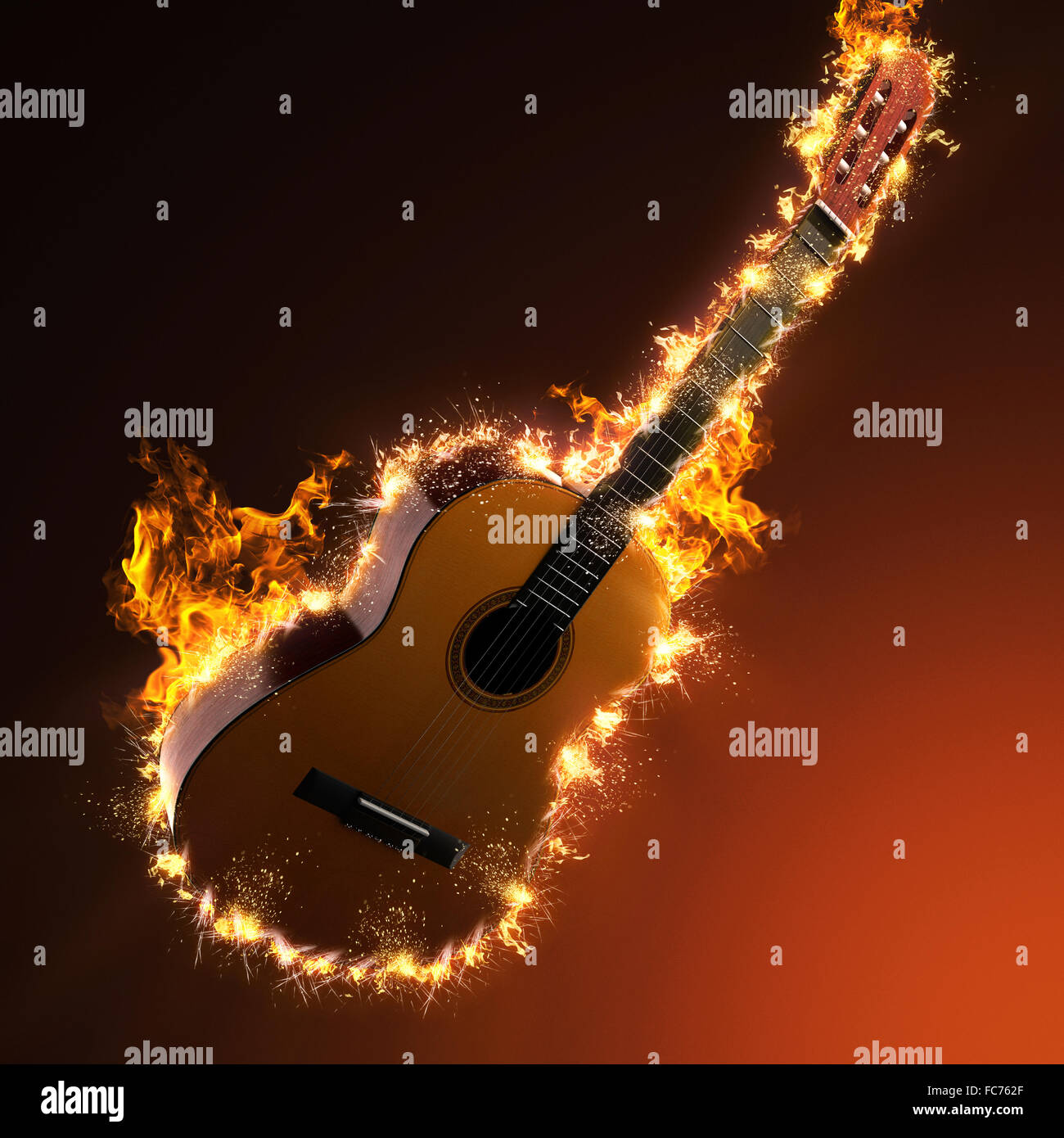guitar in fire Stock Photo - Alamy
