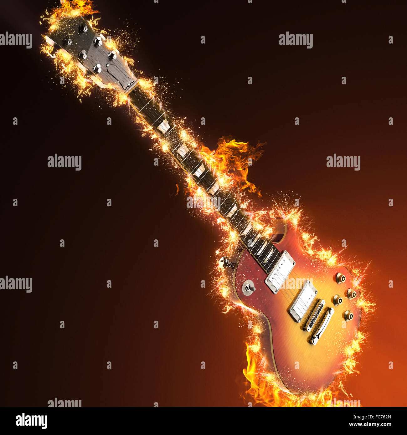 guitar in fire Stock Photo - Alamy