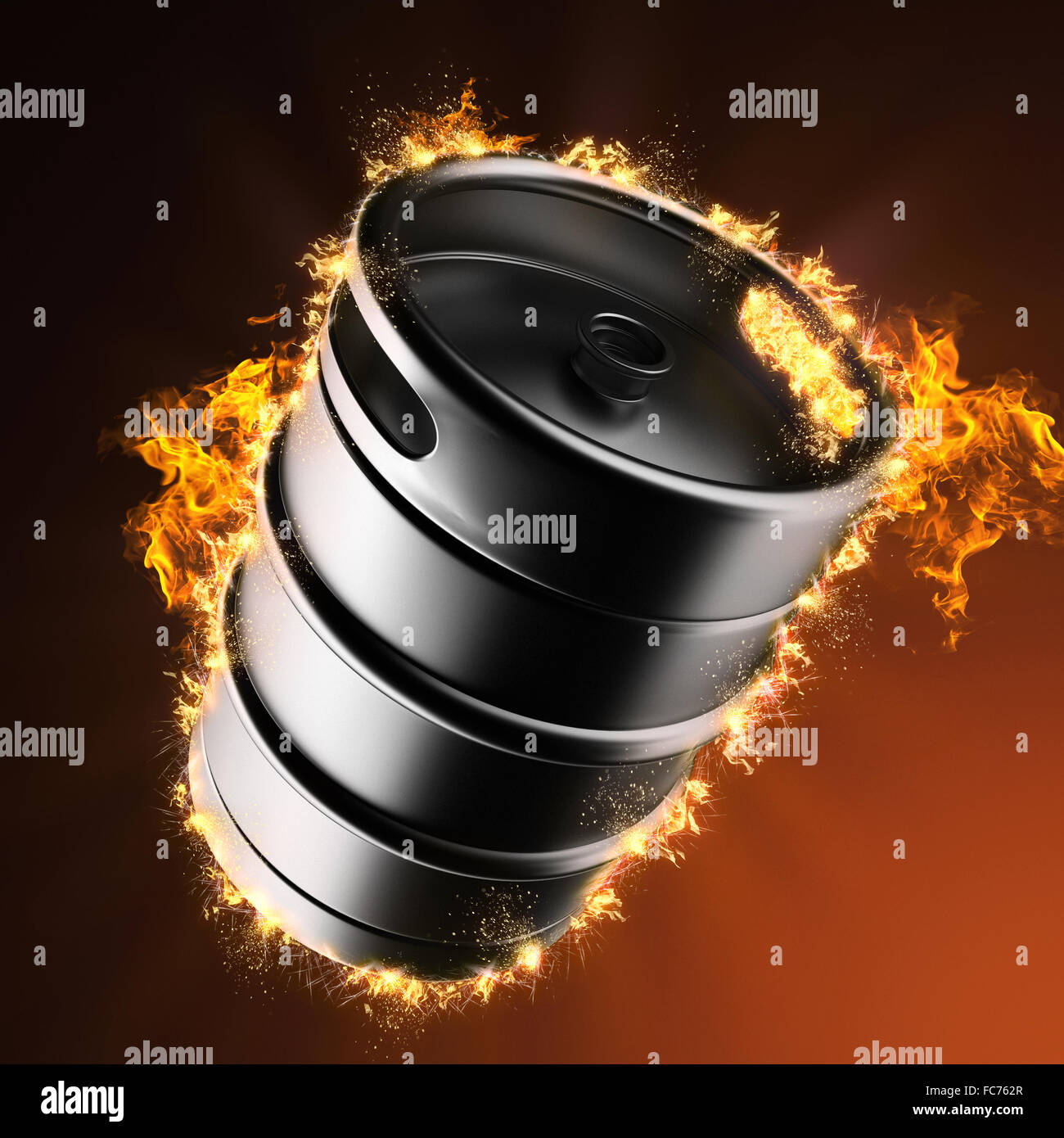 Metal beer keg in fire hi-res stock photography and images - Alamy