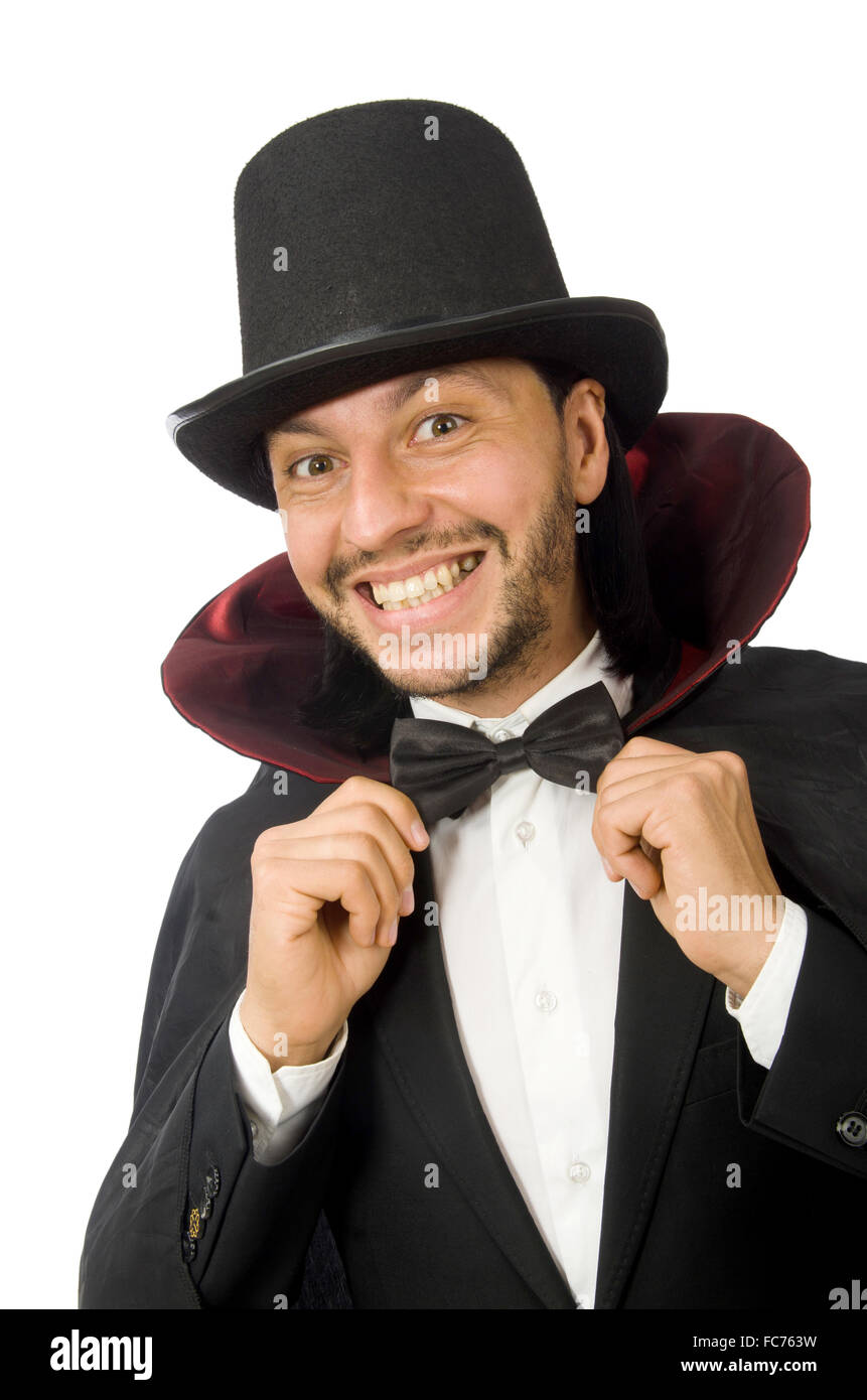 Man magician isolated on white Stock Photo - Alamy