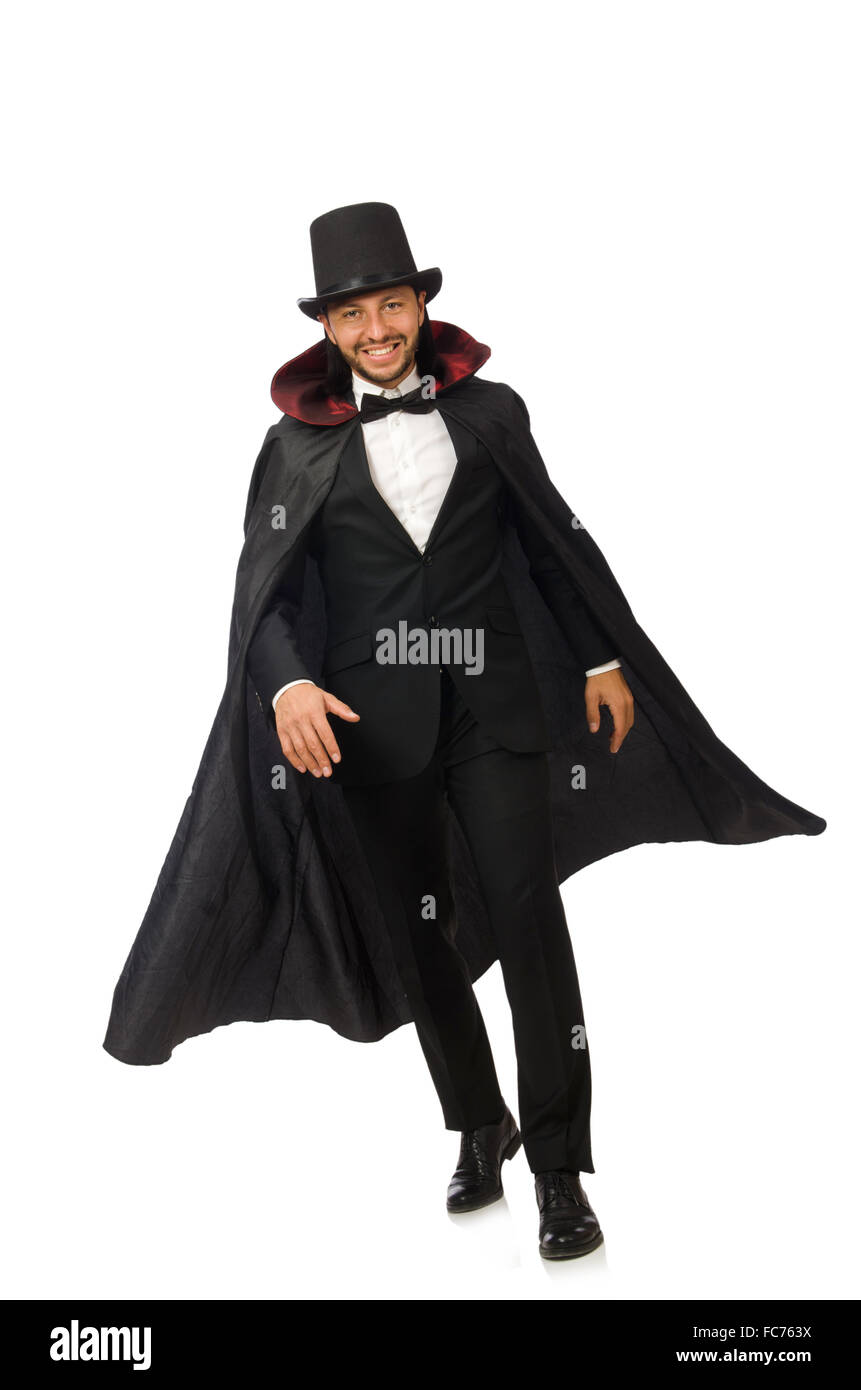 Man magician isolated on white Stock Photo - Alamy