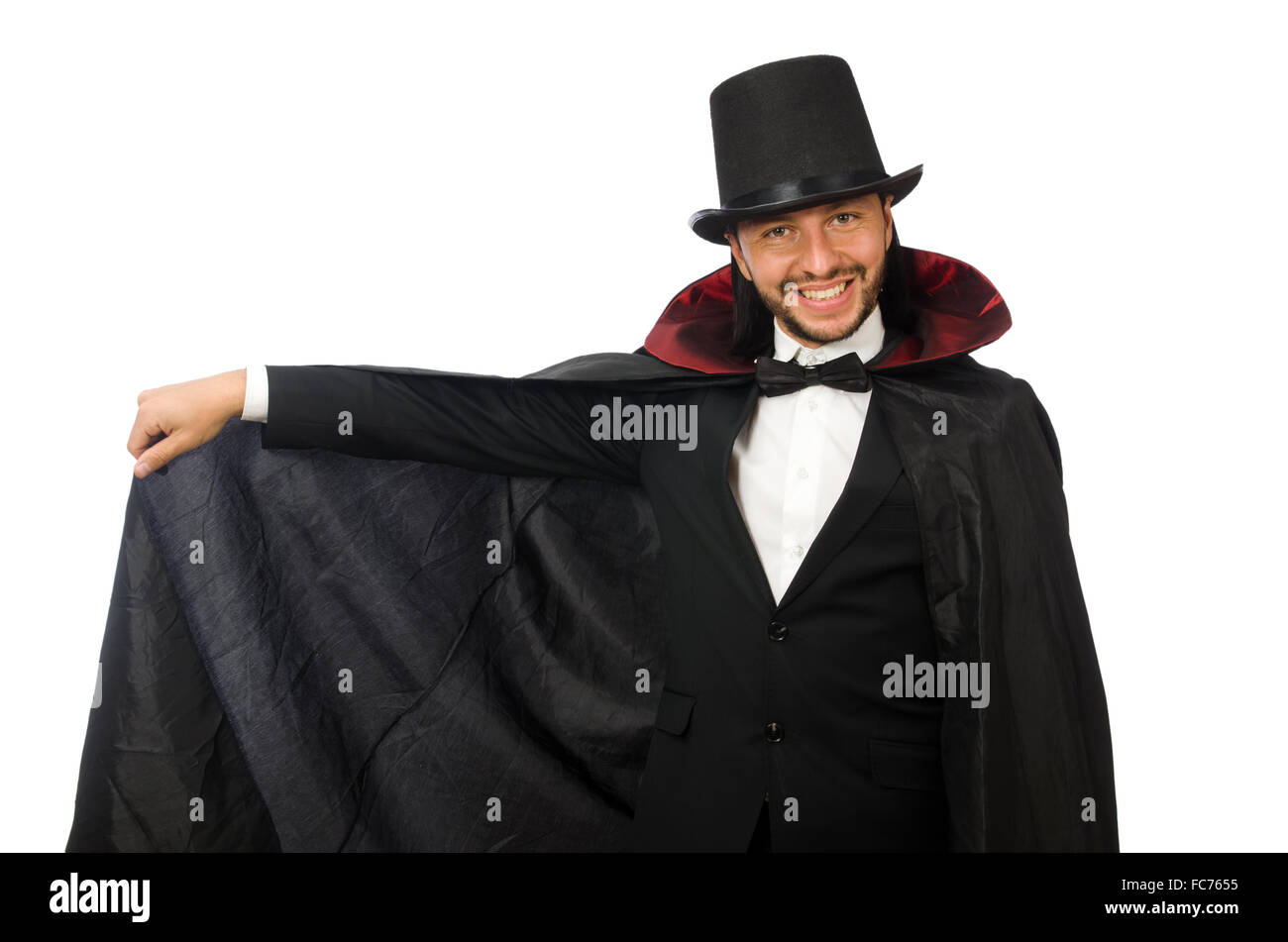 Man magician isolated on white Stock Photo - Alamy