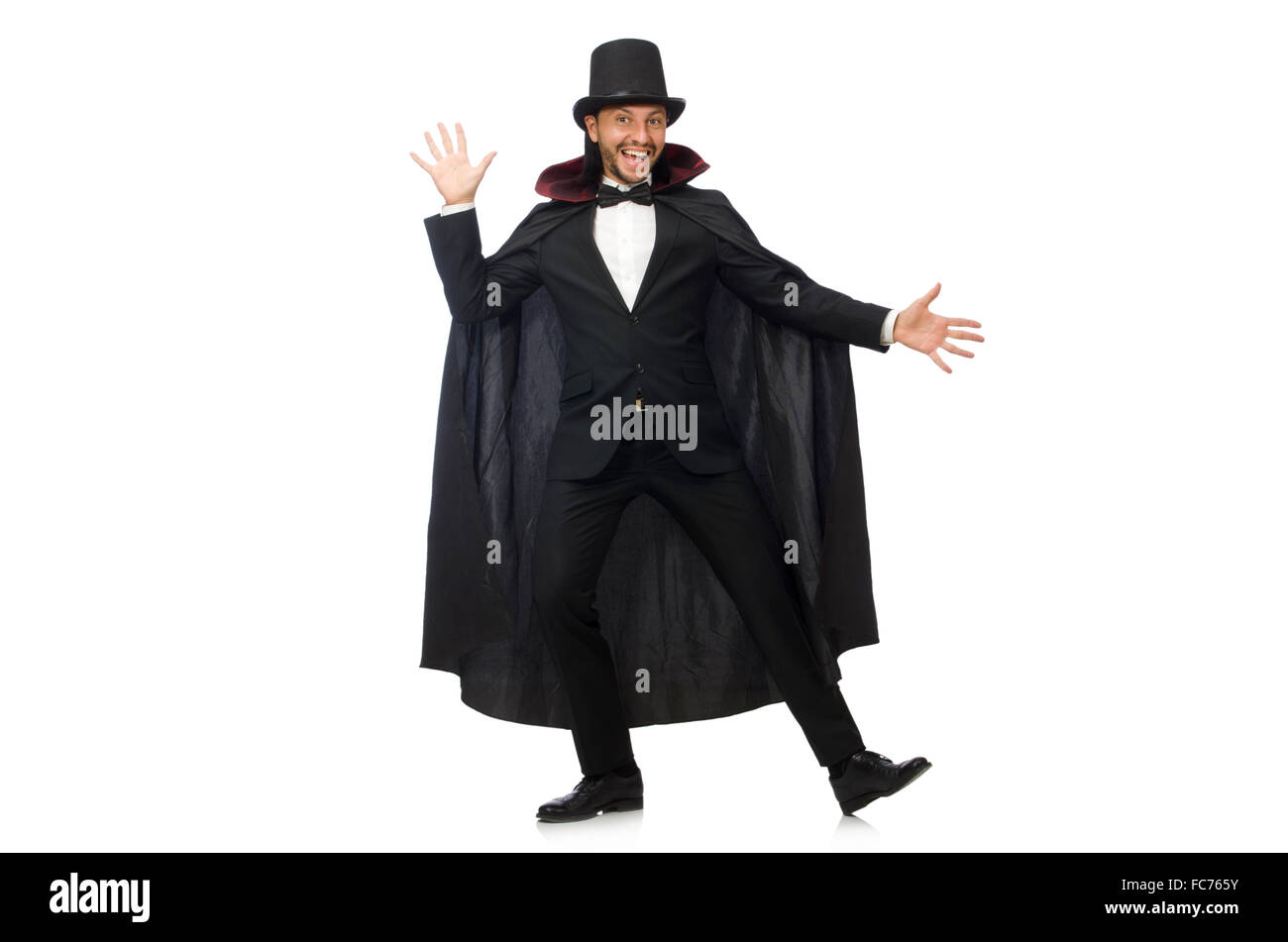 Man magician isolated on white Stock Photo - Alamy