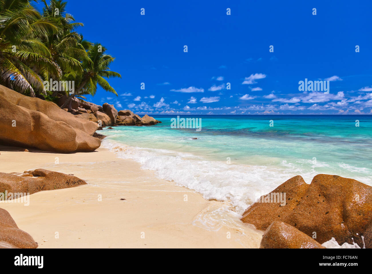 Tropical beach at Seychelles Stock Photo - Alamy