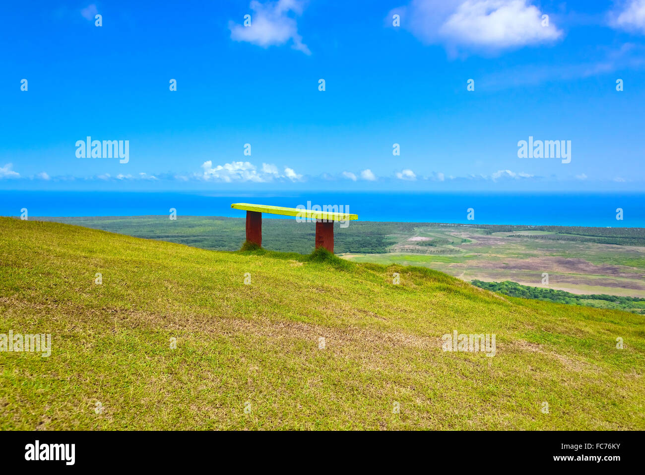 Bench on hill Stock Photo - Alamy