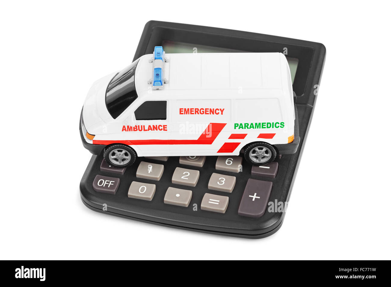 Calculator and toy medical car Stock Photo - Alamy