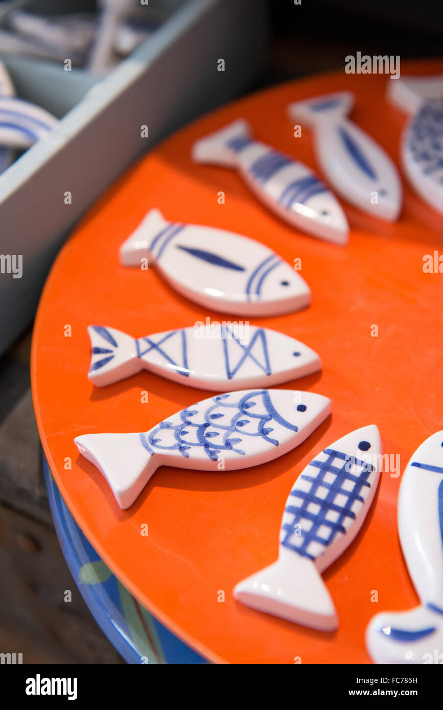 Blue and white ceramic fish at Colette Ripley's ceramic workshop and ...