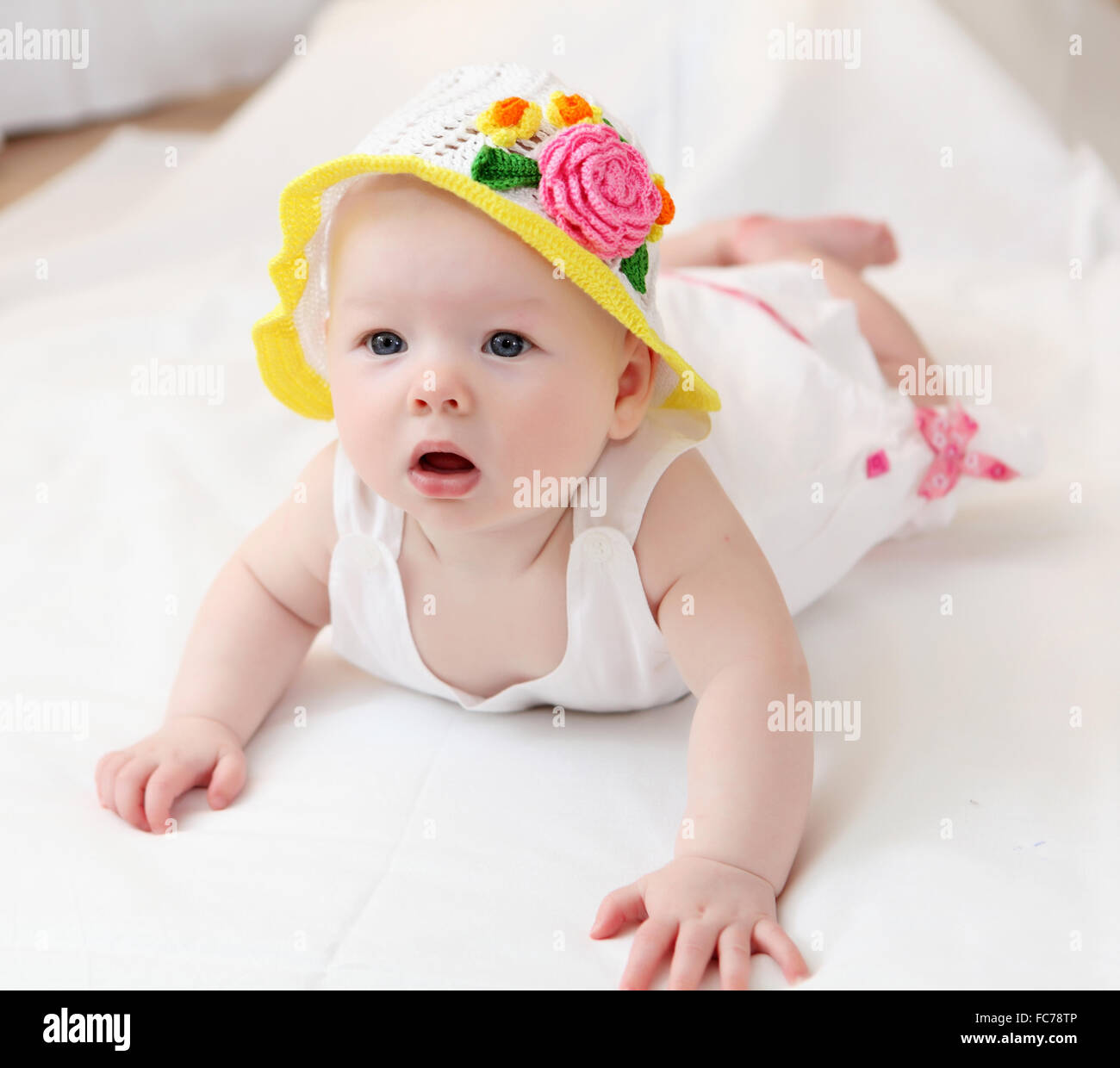 portrait of cute little baby in a funny hat Stock Photo - Alamy