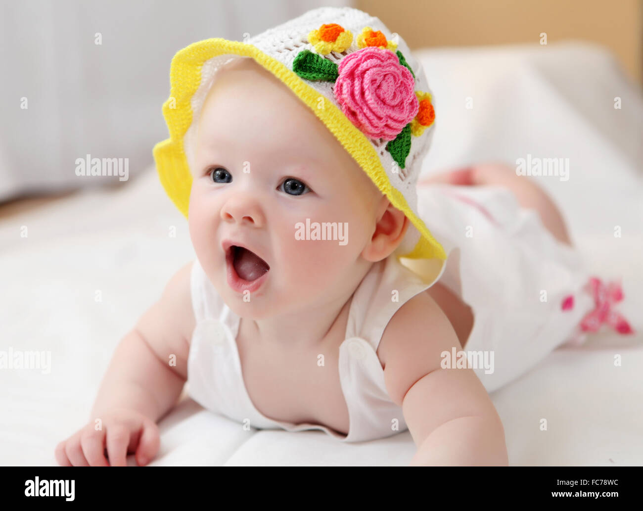 portrait of cute little baby in a funny hat Stock Photo - Alamy