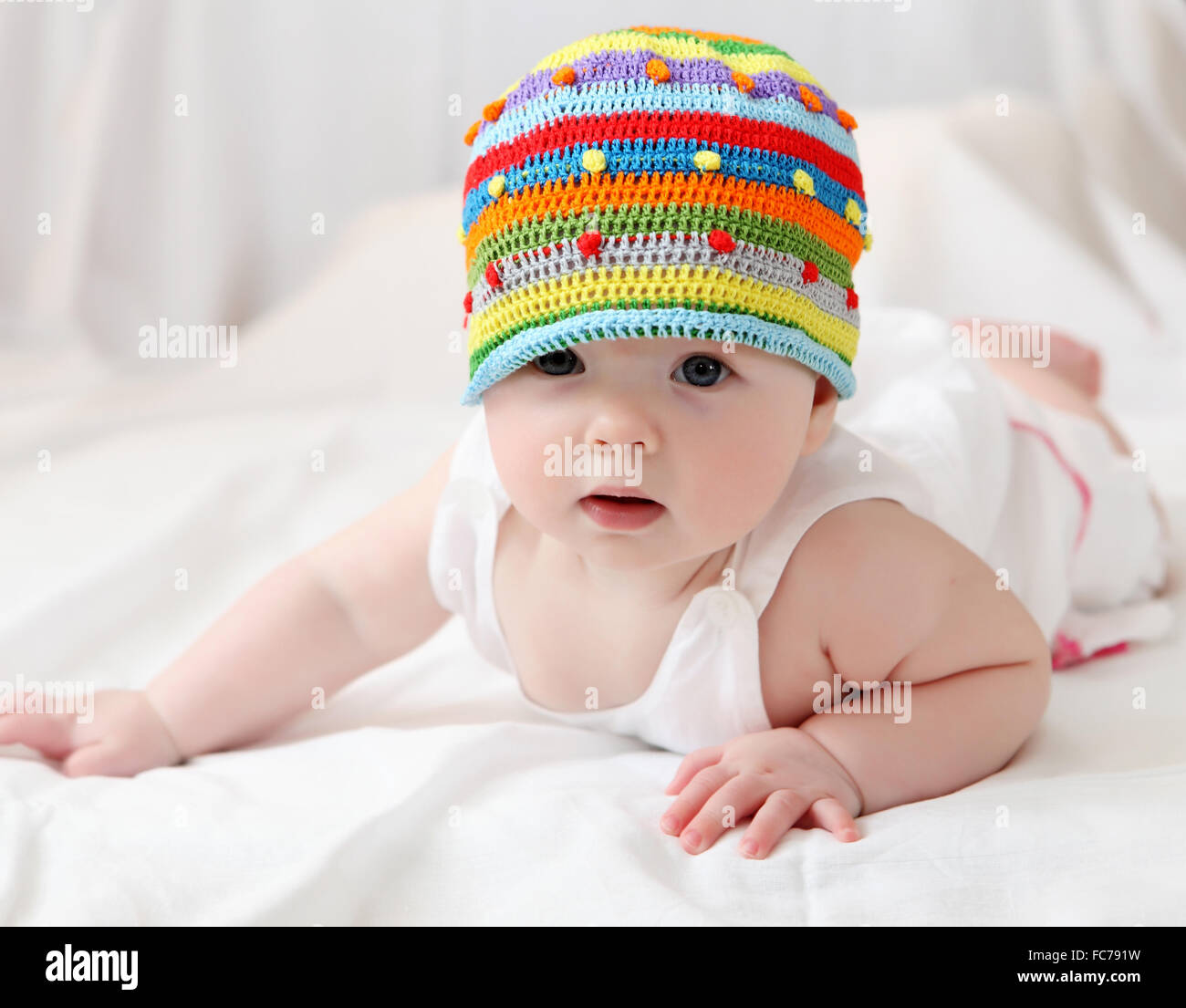 portrait of cute little baby in a funny hat Stock Photo - Alamy