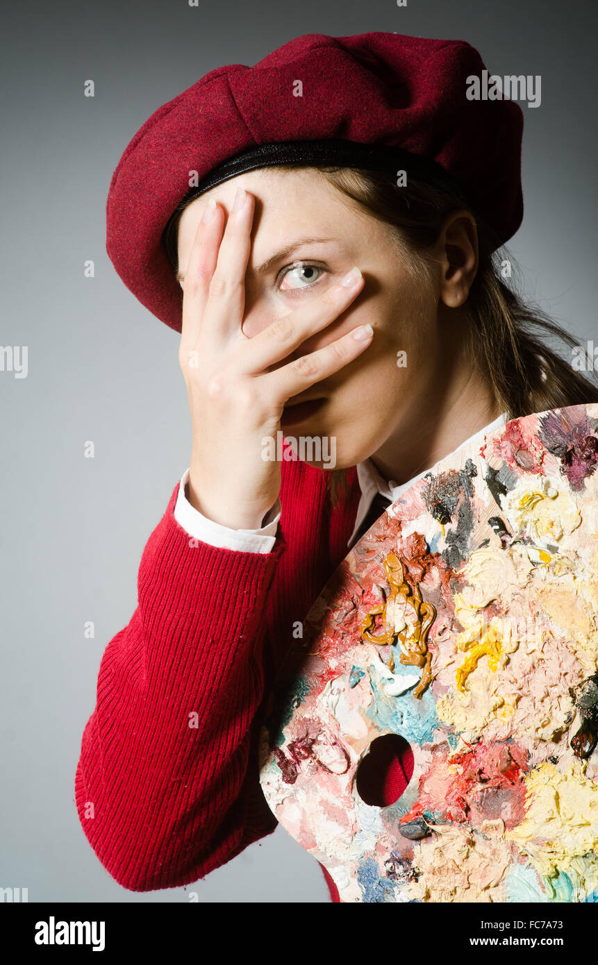 Funny artist working in the studio Stock Photo - Alamy