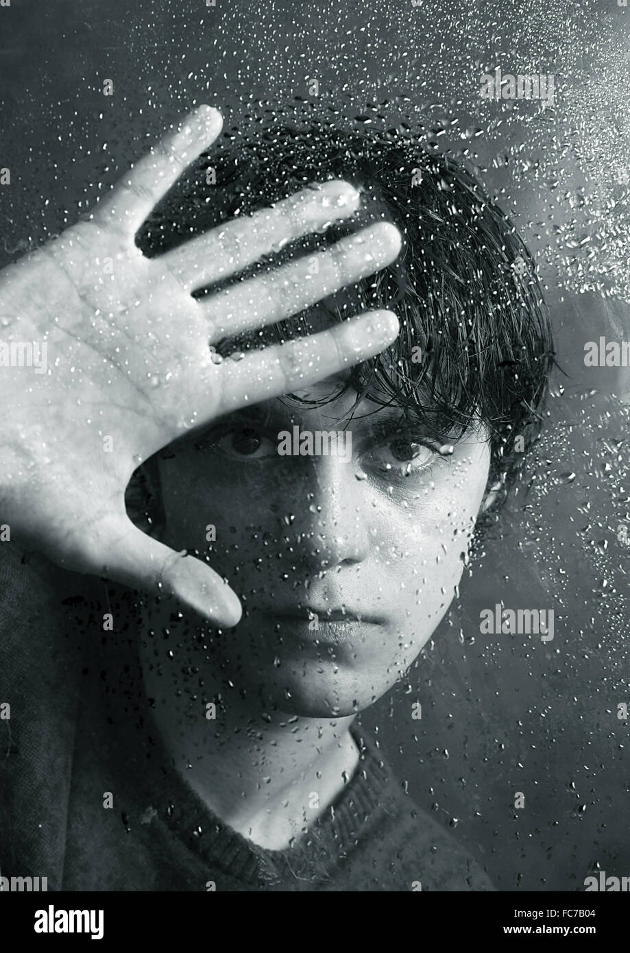 Portrait behind glass Stock Photo - Alamy