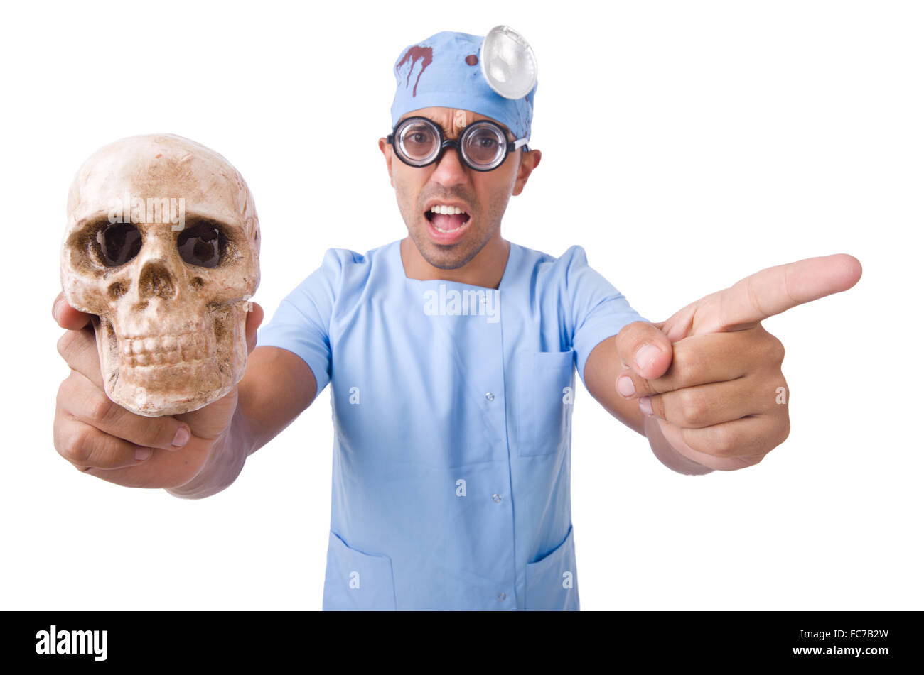 Funny doctor isolated on white Stock Photo - Alamy