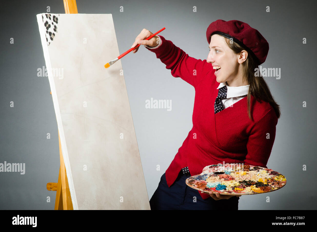 Funny artist working in the studio Stock Photo - Alamy