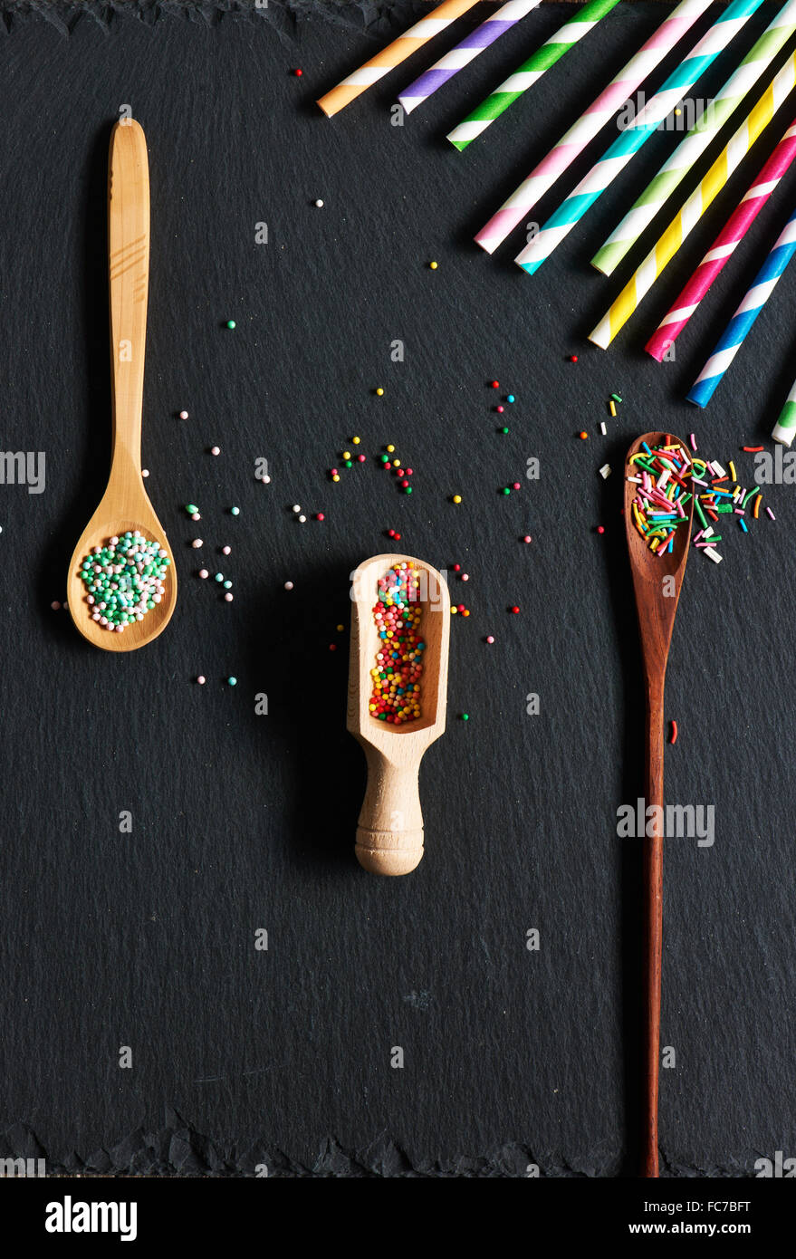 Drinking straws and sugar sprinkle dots Stock Photo - Alamy