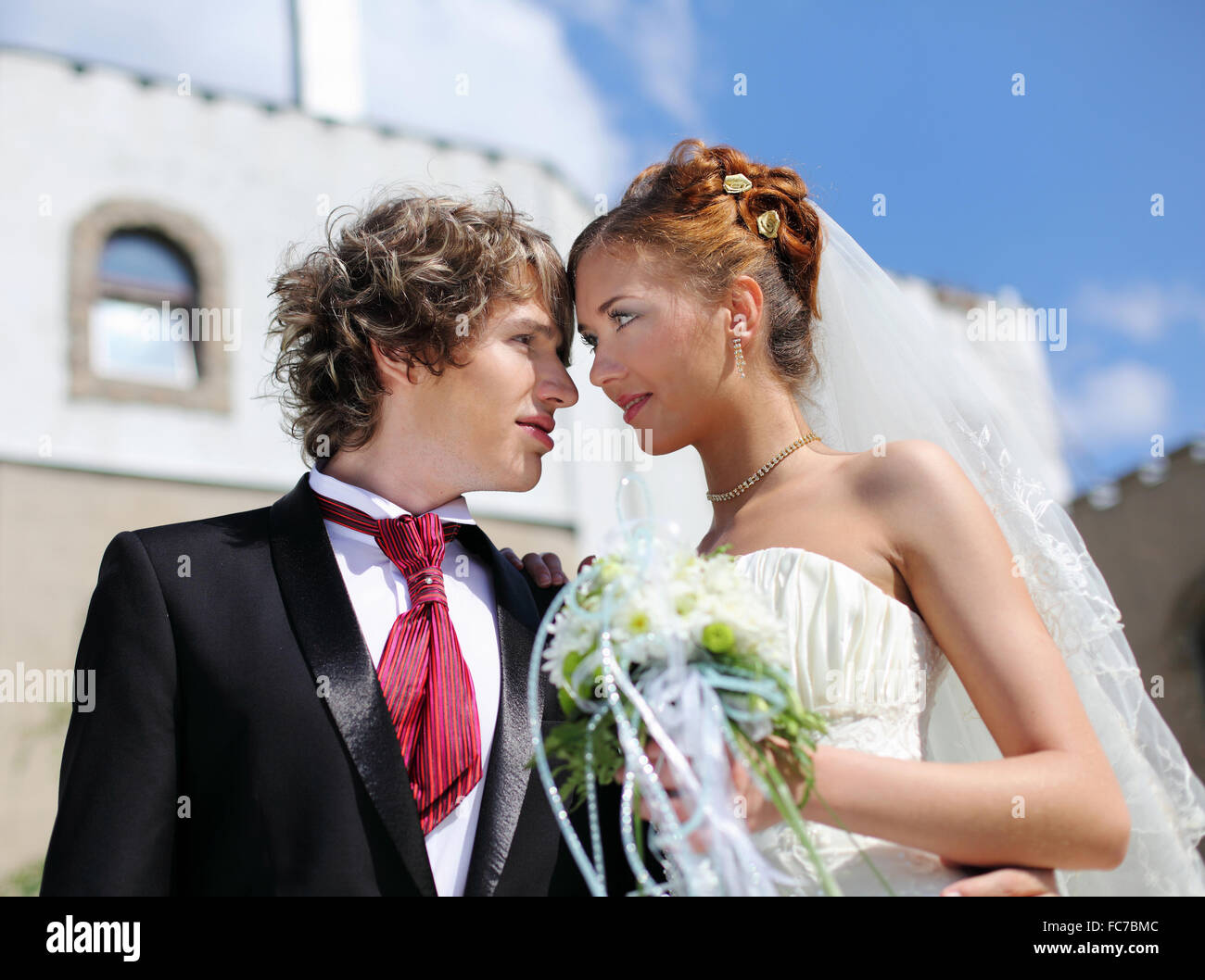 A shot young couples entering into marriage. Portrait of bride and ...