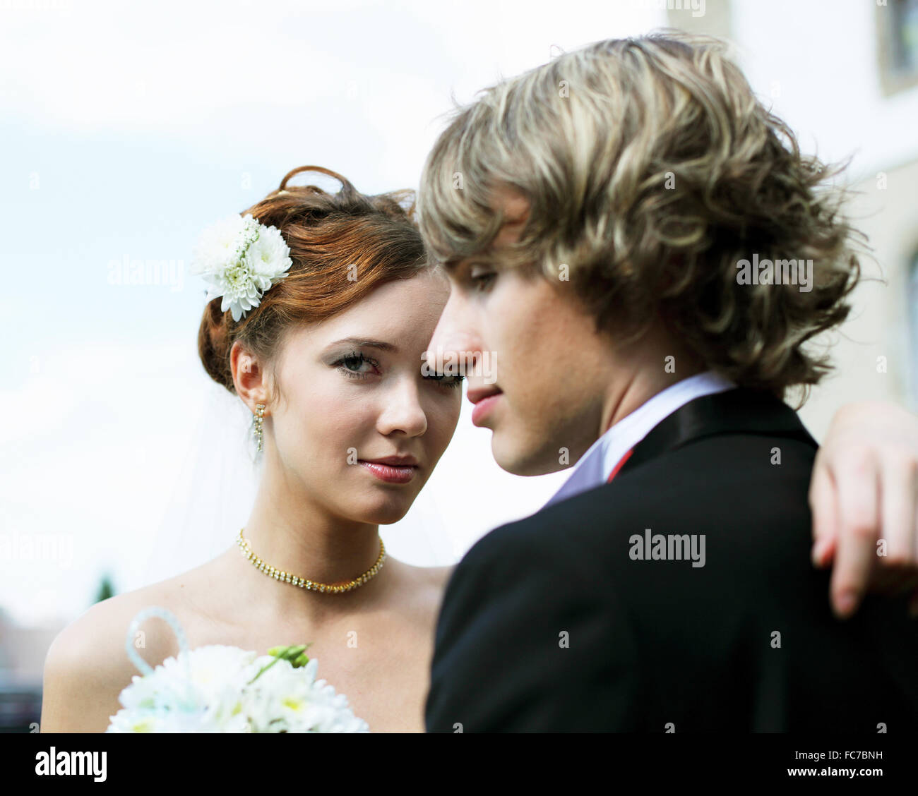 A shot young couples entering into marriage. Portrait of bride and ...