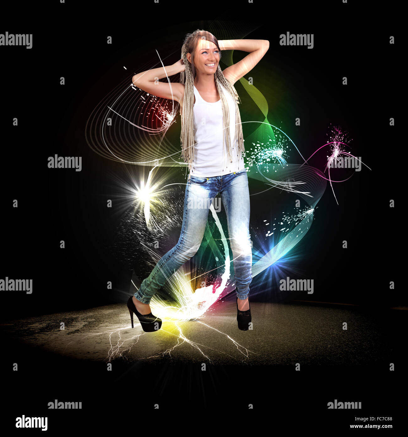 Blond woman dancing performance hi-res stock photography and images - Alamy