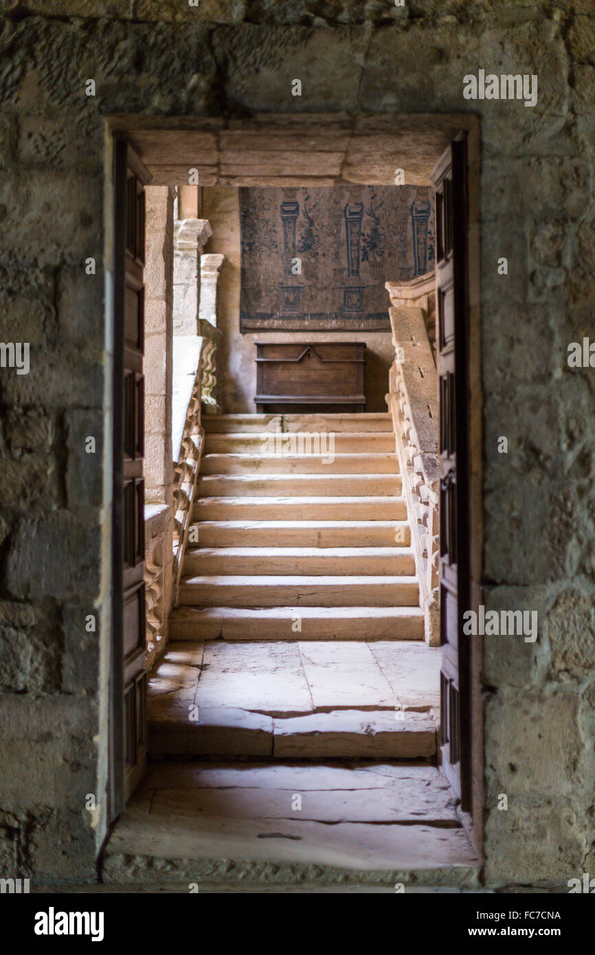 Chateau de Beynac interior, Beynac-et-Cazenac, Dordogne, France Stock ...