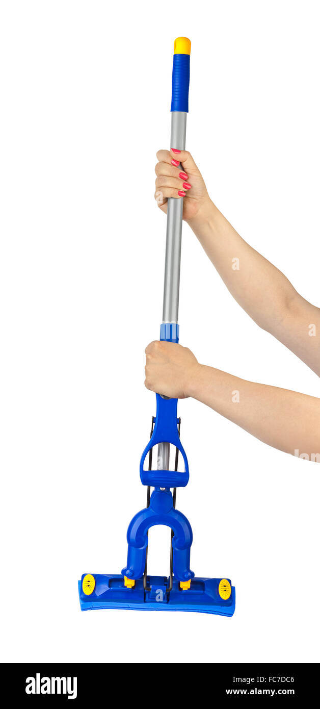 Mop in hands Stock Photo - Alamy