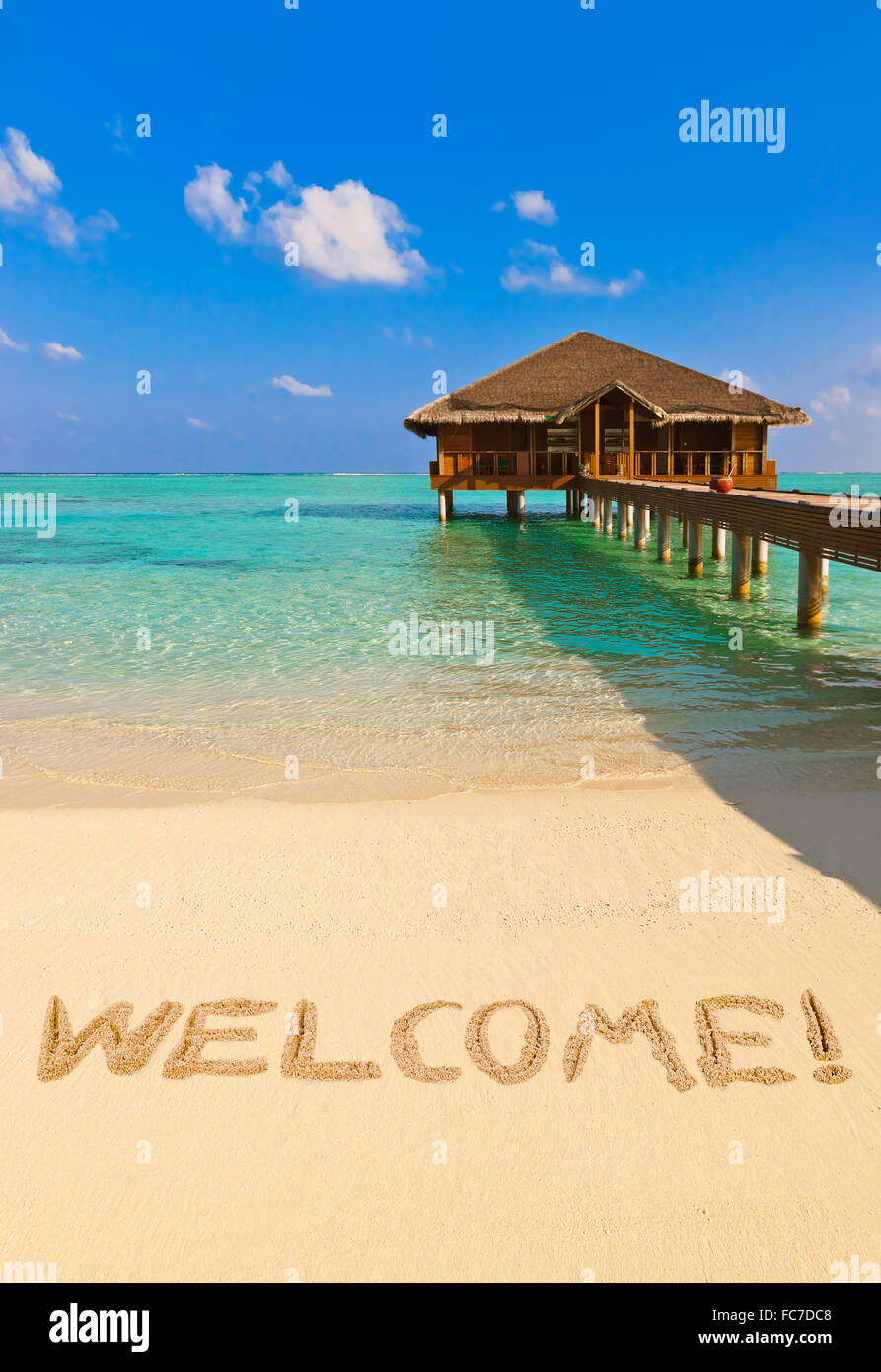 Word Welcome on beach Stock Photo - Alamy
