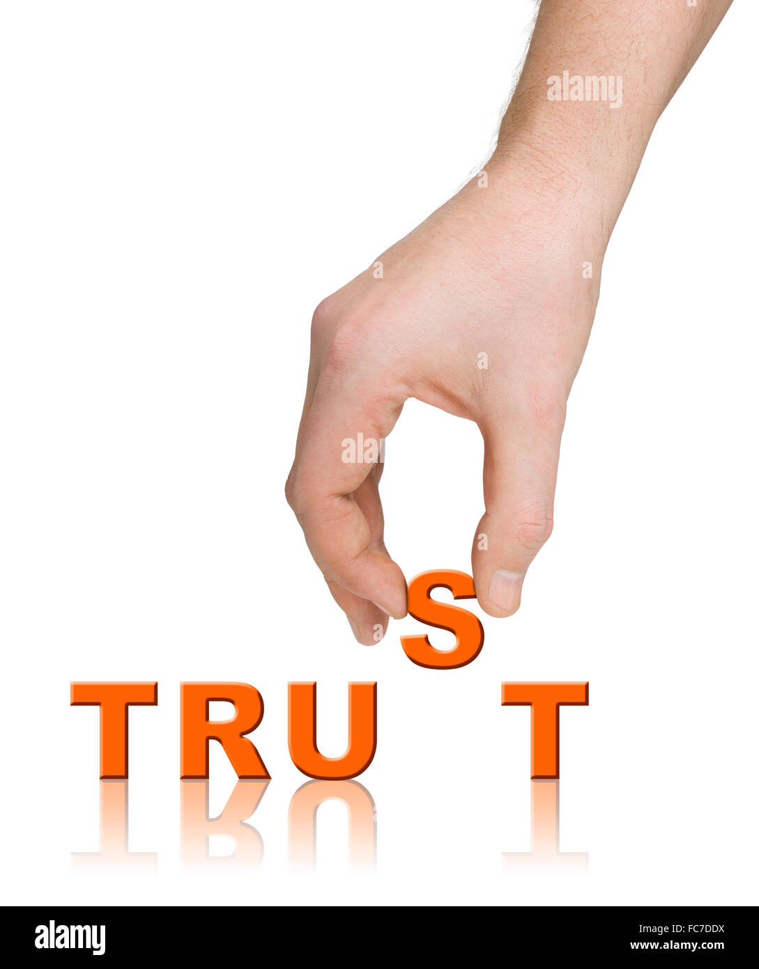 Hand and word Trust Stock Photo - Alamy