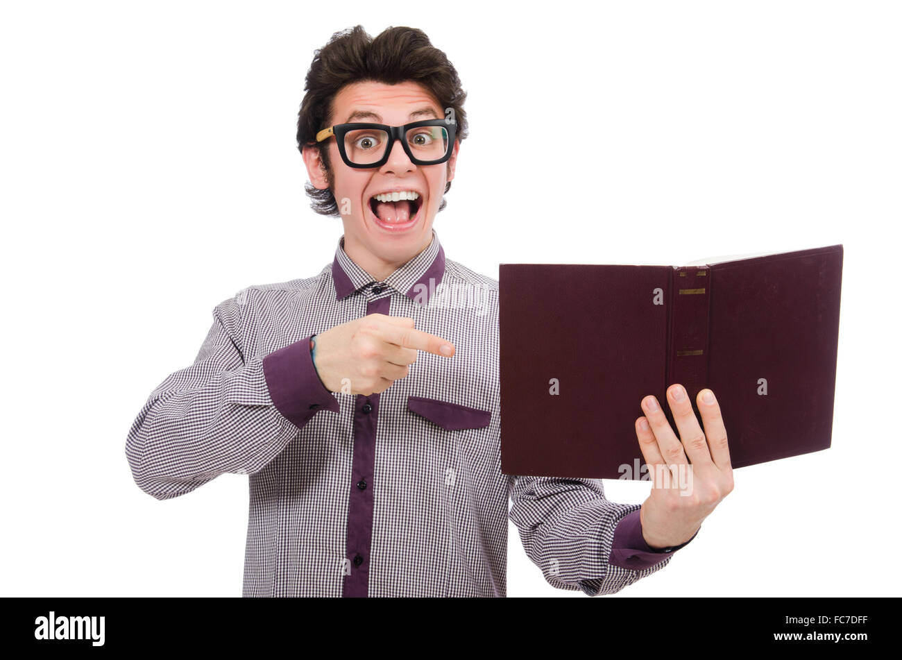 Student with book isolated on white Stock Photo - Alamy