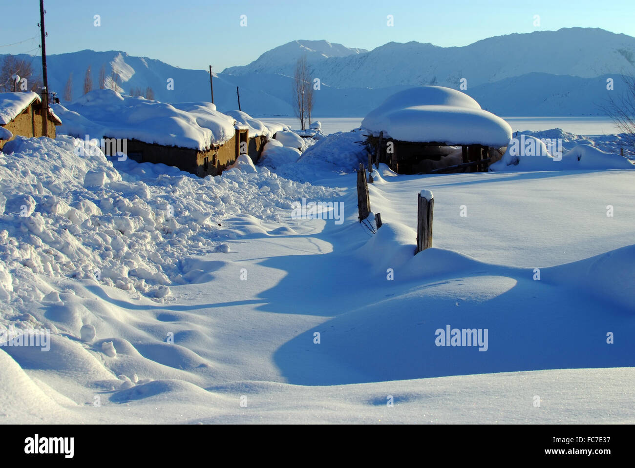 Xinjiang Aletai snow scenery Stock Photo - Alamy