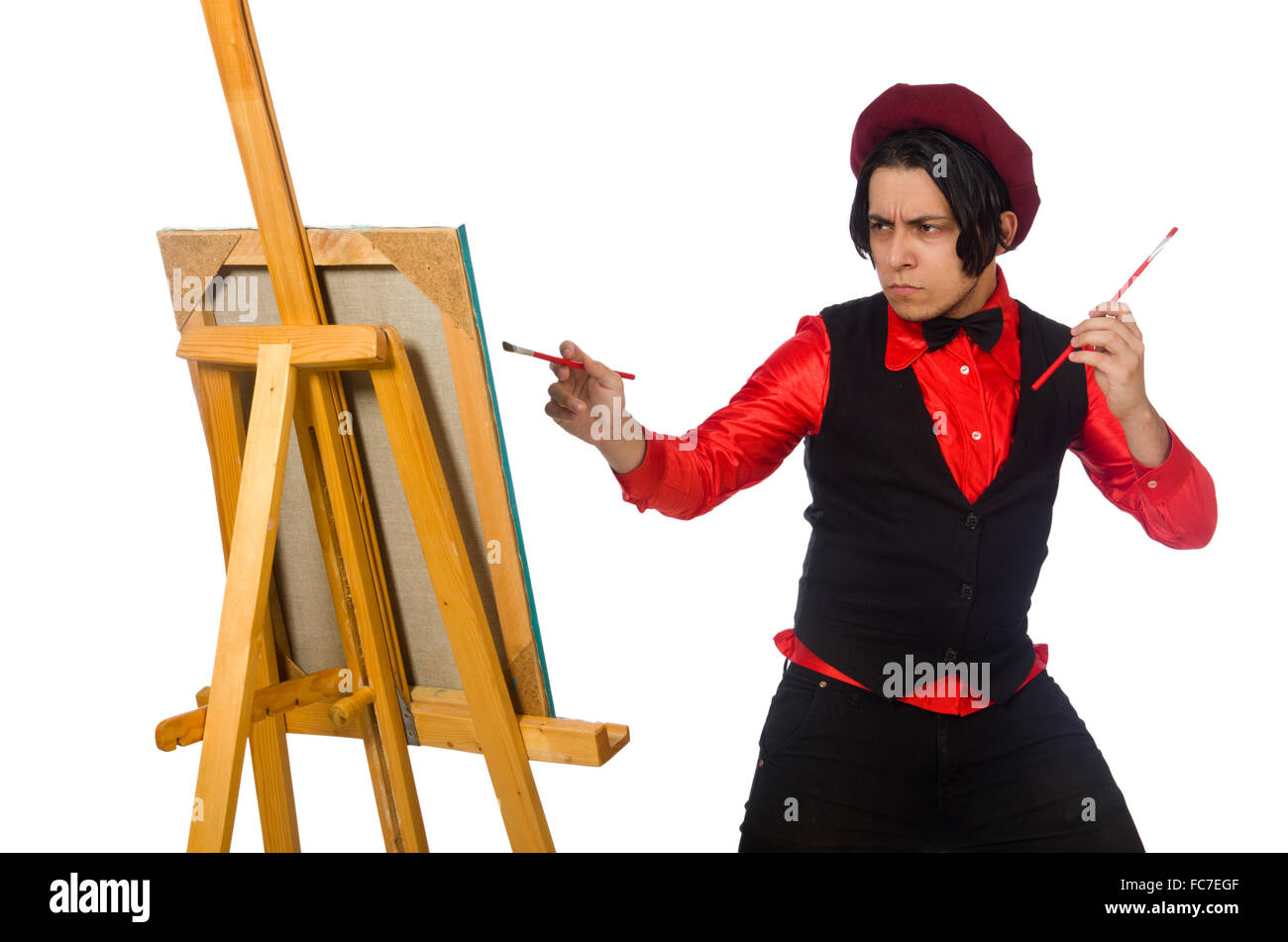 Funny artist isolated on white Stock Photo - Alamy